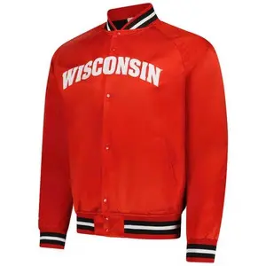 Mitchell & Ness Wisconsin Badgers Lightweight Satin Raglan Full-snap Jacket