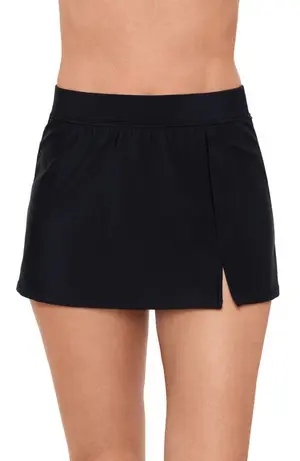 AQUA GREEN Skirted Swimsuit Bottom With Slit - Black