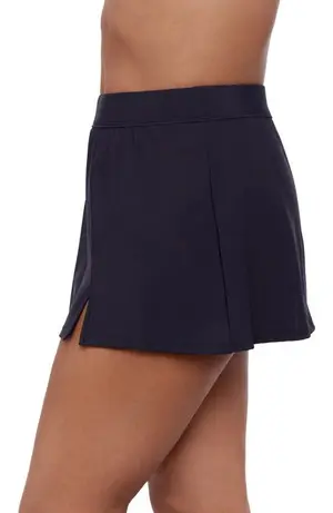 AQUA GREEN Skirted Swimsuit Bottom With Slit - True Navy