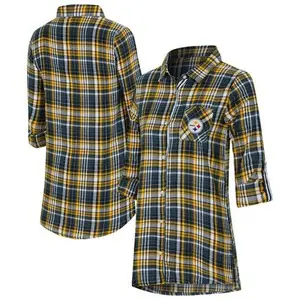 CONCEPTS SPORT Pittsburgh Steelers Laney Plaid Tri-blend Full-button Nightshirt - Black
