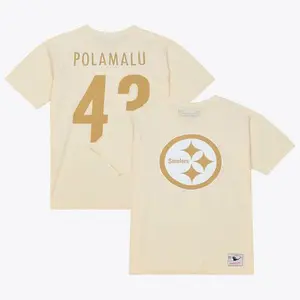 Mitchell & Ness Troy Polamalu Pittsburgh Steelers Sandman Name & Number T-shirt - Cream