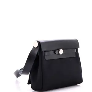 Hermès Herbag Zip Toile And Leather 20 - Black