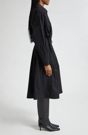 Staud Chi Midi Shirtdress - Black