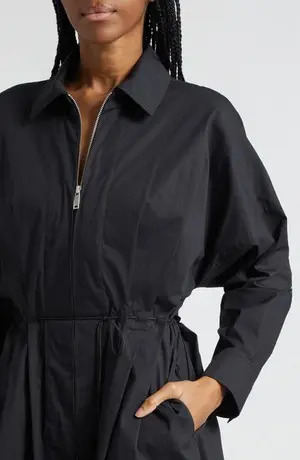 Staud Chi Midi Shirtdress - Black