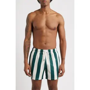 MAVRANS Emerald Heritage Cabana Stripe Swim Trunks