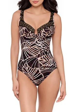 MIRACLESUIT® Let's Be Fronds Escape One Piece Swimsuit - Black/multi