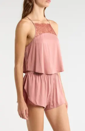Lunya Lace Trim Washable Silk Pajama Set