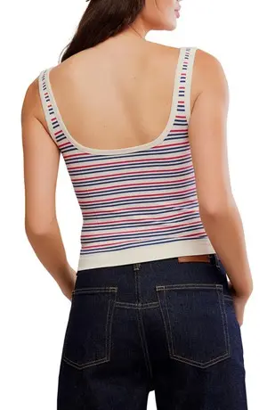 Free People Simply Soft Stripe Tank - Peri Combo