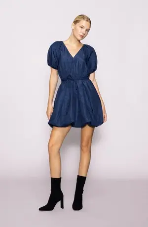 MELLODAY Tie Waist Bubble Hem Minidress