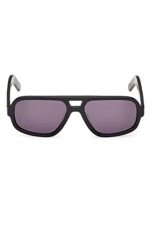 Adidas 55mm Navigator Sunglasses - Shiny Black/smoke