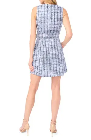CECE DUPRAZ Belted Tweed Mini Dress
