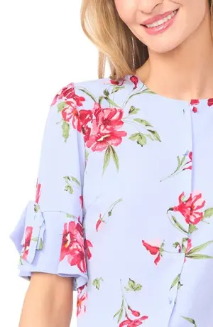 CECE DUPRAZ Floral Bow-sleeve Button-up Top