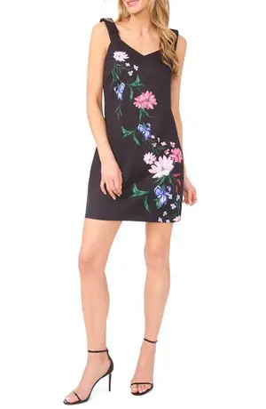 CECE DUPRAZ Floral Bow Strap Minidress