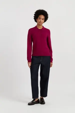 Chinti & Parker Wool Cashmere Polo Sweater - Cherry