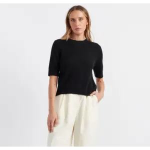 Chinti & Parker Cloud Cashmere Short Sleeve Tee - Black
