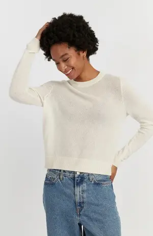 Chinti & Parker Cloud Cashmere Cropped Sweater - Cream