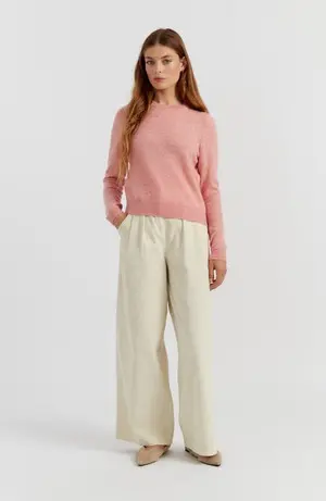 Chinti & Parker Cloud Cashmere Cropped Sweater - Pink Marl
