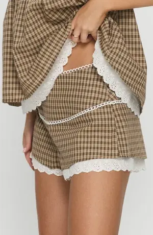 Princess Polly Chandelier Check Print Shorts