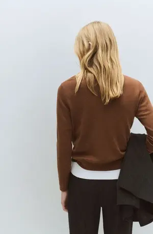 Mango Wool And Cotton Polo Sweater - Tobacco Brown