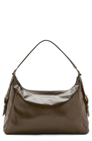 Mango Buckled Faux Leather Shoulder Bag