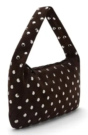 Mango Studded Suede Shoulder Bag