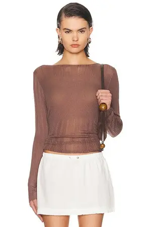 DEIJI STUDIOS Open Work Long Sleeve Top - Hazel