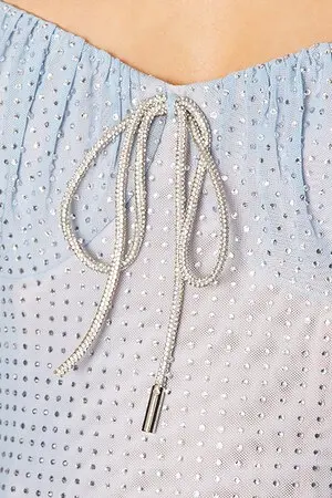 AREA Crystal Hotfix Gown - Sky Blue
