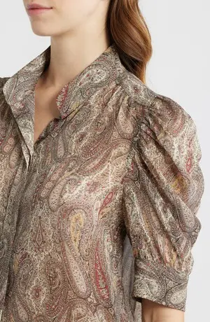 FRAME The Gillian Paisley Silk Shirt - Ecru Multi