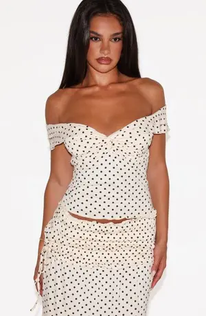 TIGER MIST Off-the-shoulder Polka Dot Top