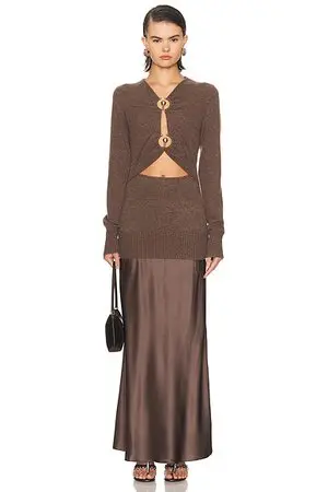 Christopher Esber Orbit Ruched Monument Long Sleeve Dress