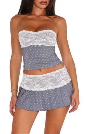 TIGER MIST Strapless Lace Trim Top - Black