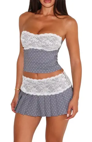 TIGER MIST Strapless Lace Trim Top