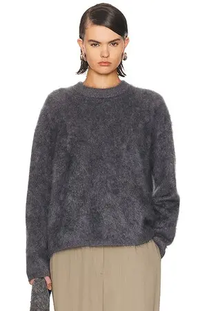 LISA YANG Natalia Brushed Cashmere Sweater - Graphite Brushed