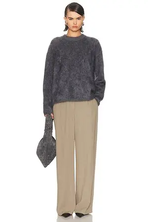 LISA YANG Natalia Brushed Cashmere Sweater - Graphite Brushed
