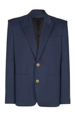 Balmain Cotton Twill Two-button Jacket - Navy