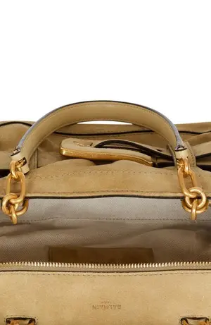 Balmain Suede Anthem Bag - Beige