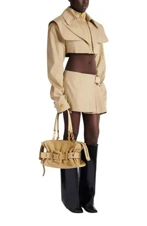 Balmain Suede Anthem Bag - Beige