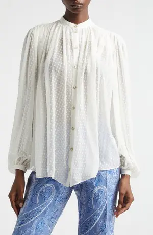 Etro Pleated Silk Blend Shirt