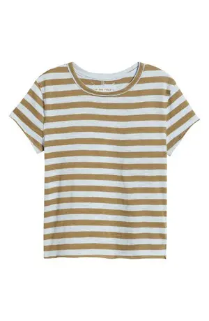Free People Nora Stripe Linen & Cotton T-shirt - Green Combo