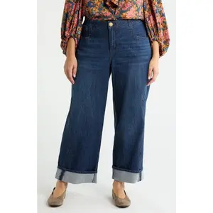Wit & Wisdom Cuffed High-waist Wide Leg Jeans