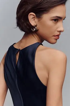 REFORMATION Saskia Silk Tank Top - Navy