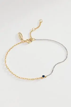 Anthropologie Mixed Metal Stone Bracelet - Sapphire