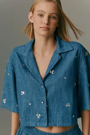 Maeve Cotton Buttondown Top - Chambray
