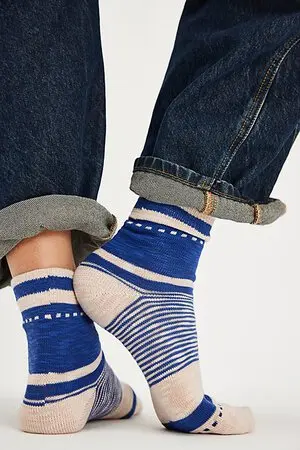 Free People Striped Crew Socks - Blue