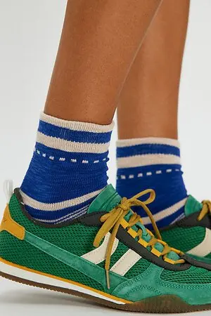 Free People Striped Crew Socks - Blue