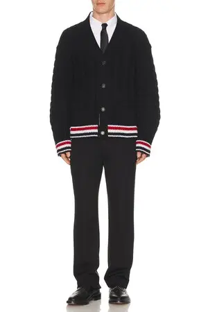 Thom Browne Baby Cable V Neck Cardigan - Black