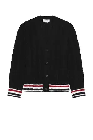 Thom Browne Baby Cable V Neck Cardigan - Black