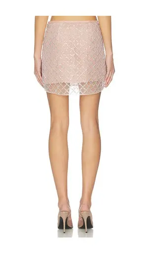 FLEUR DU MAL Embellished Mini Skirt In Metallic /nude - Silver