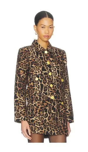 L'Agence Nyx Crop Jacket - Brown Multi Patch Leopard