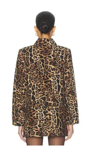 L'Agence Nyx Crop Jacket - Brown Multi Patch Leopard